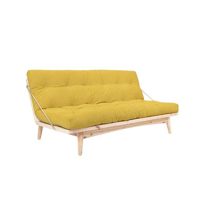 Banquette ajustable FOLK en pin massif naturel avec matelas futon 130x190